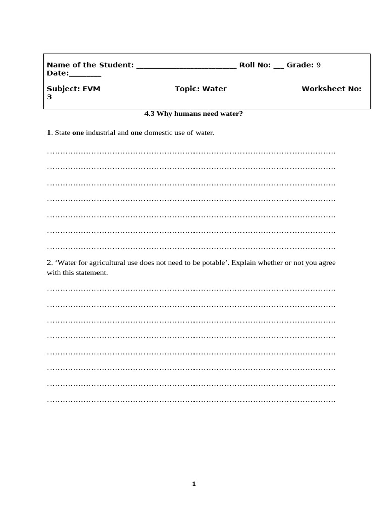 Ws - Why Humans Need Water | PDF