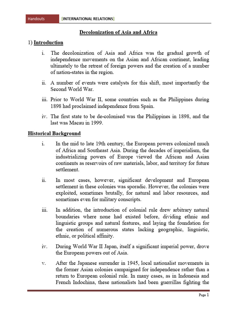 6. Decolonization in Asia and Africa | PDF | Decolonization | Imperialism