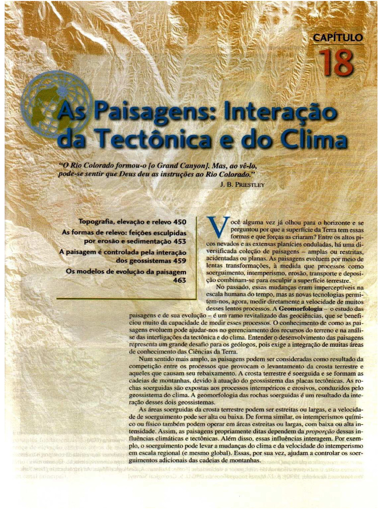 Para Entender a Terra [Capítulo 18 - As Paisagens] | PDF