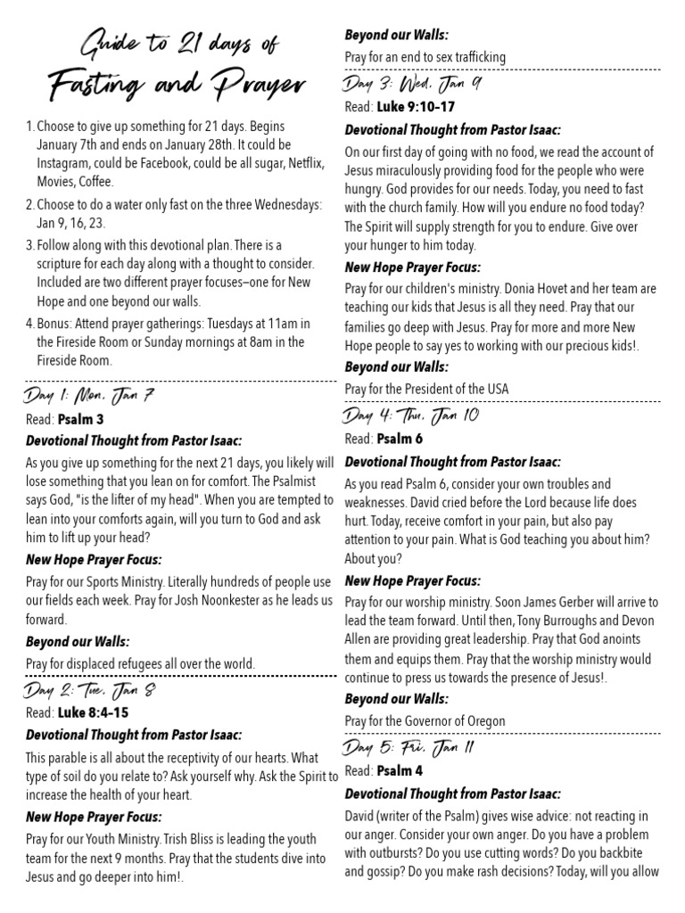 Fasting and Prayer Guide | PDF | Prayer | Jesus