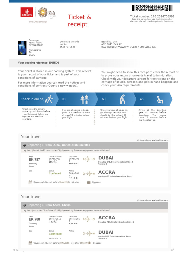 381389429-Emirates-Ticket-1 | PDF | Aviation