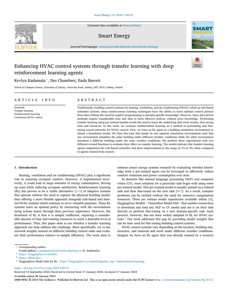 Enhancing HVAC control systems through transfer learning with deep | PDF