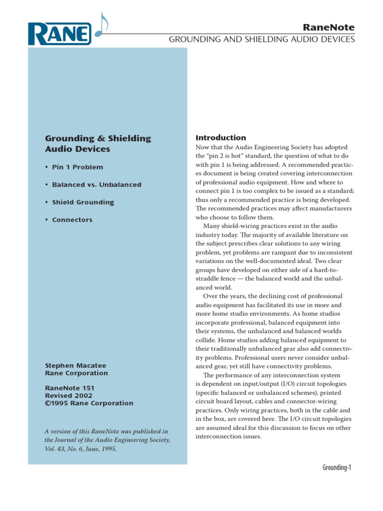 Grounding and Shielding Audio Devices | PDF | Electrical Connector ...