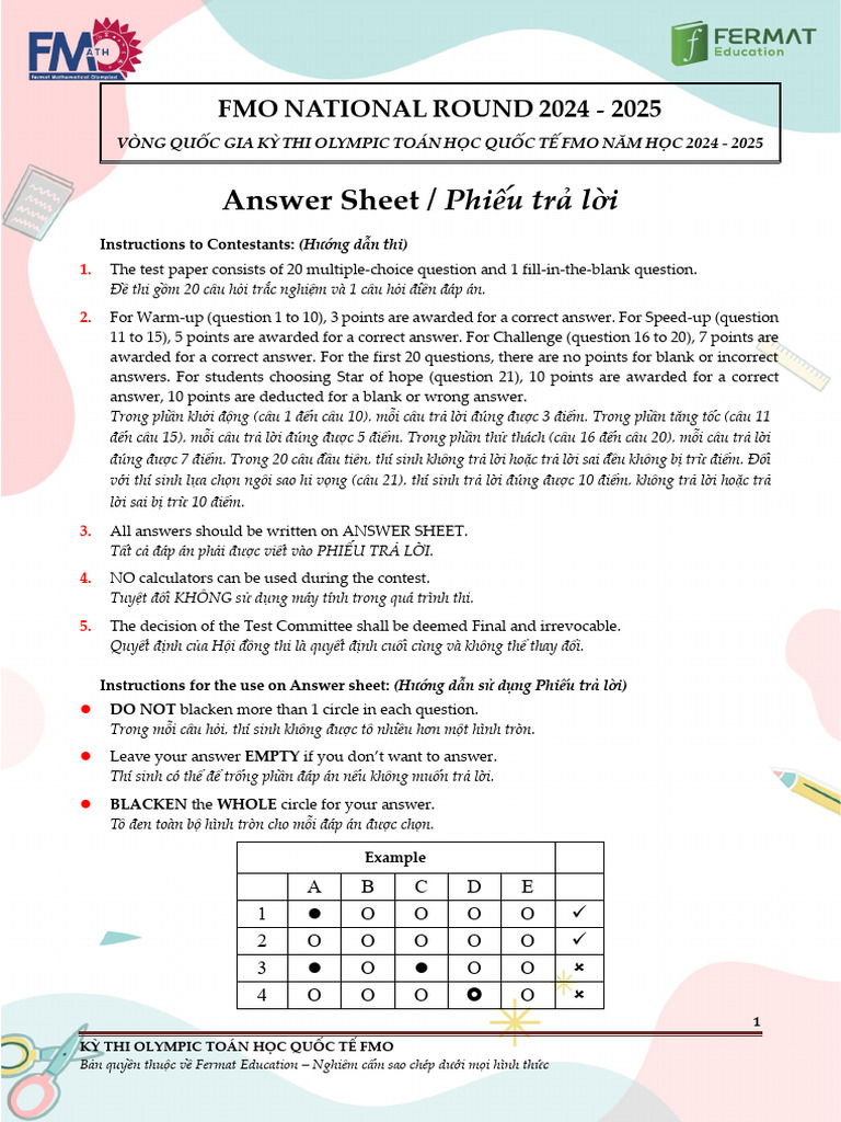 Answer Sheet FMO VQG | PDF