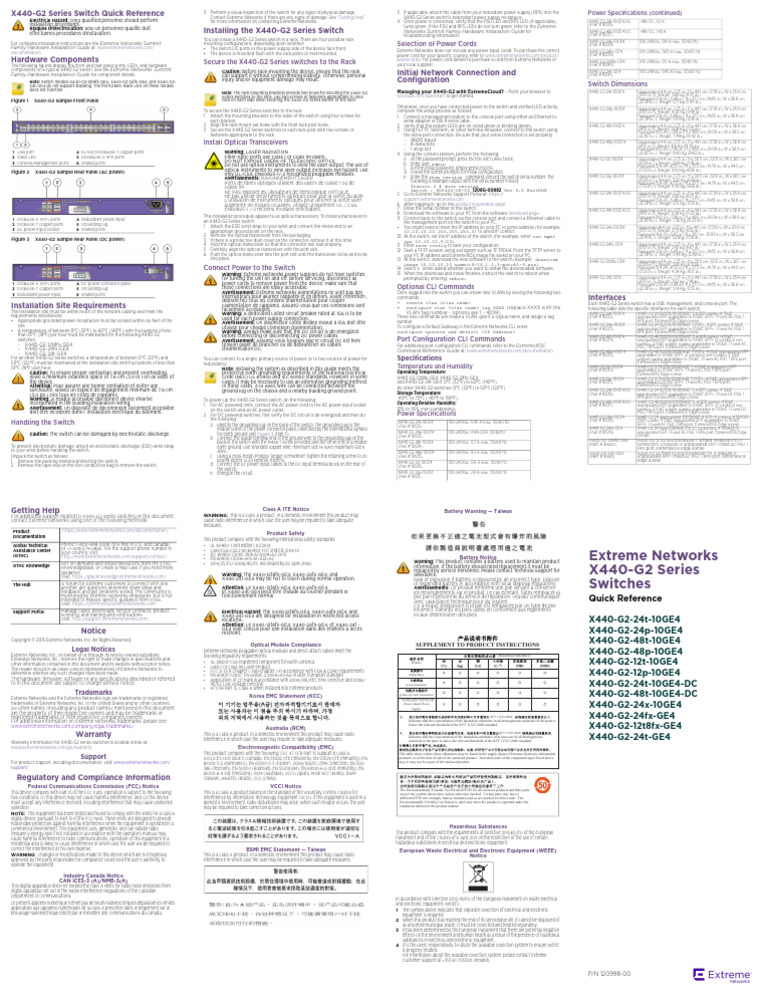 Selection of Power Cords: Extreme Networks Summit Family Hardware ...