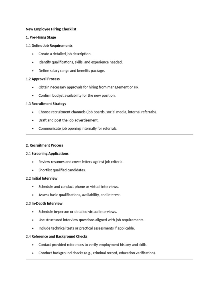 New Employee Hiring Checklist | PDF | Recruitment | Background Check