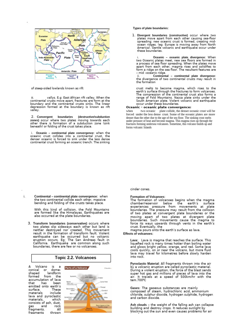 Types of plate boundaries | PDF | Volcano | Plate Tectonics