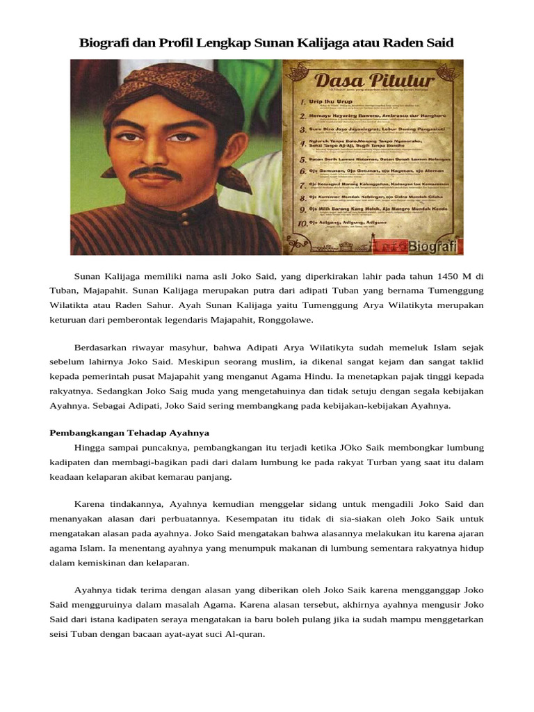 Biografi dan Profil Lengkap Sunan Kalijaga atau Raden Said | PDF