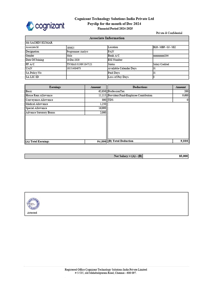 Payslip Dec2024 | PDF