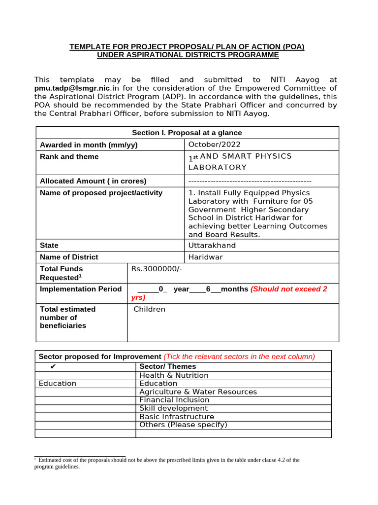 Template For Project Proposal-POA - 221013 - 001812 | PDF | Procurement ...