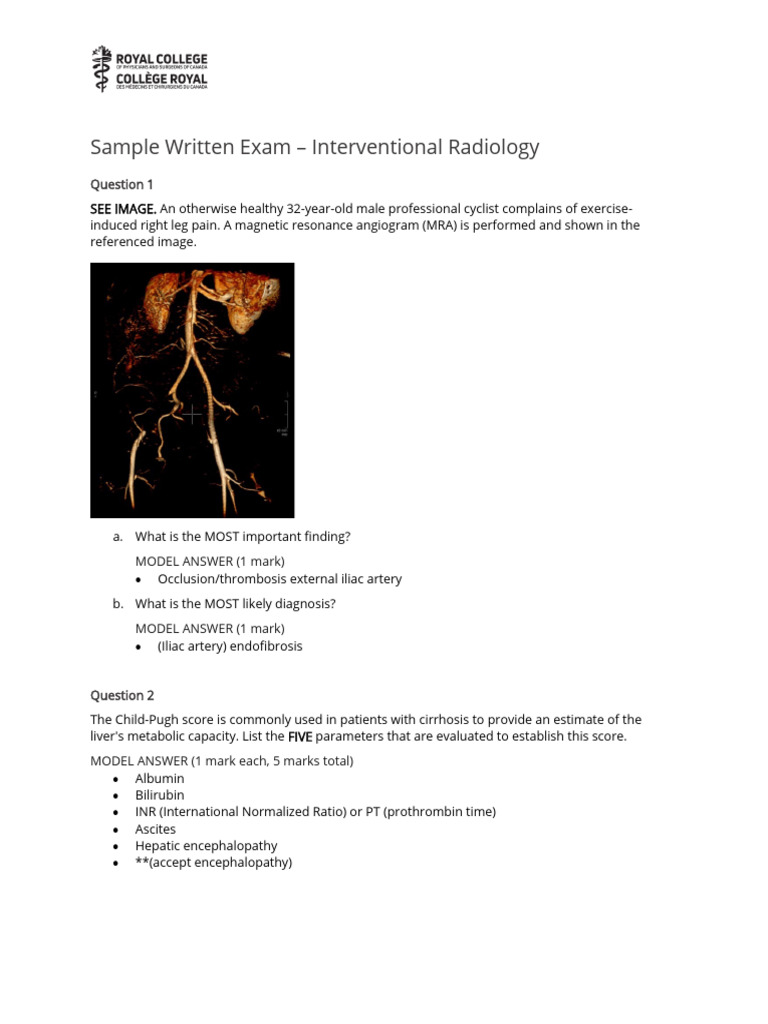 Interventional Radiology Sample Saq e | PDF | Interventional Radiology ...