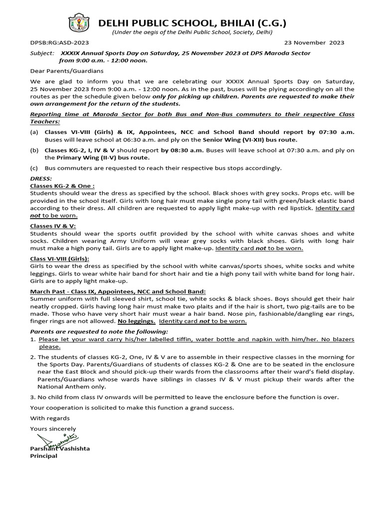 Sports Day Circular | PDF | Sock | Clothing