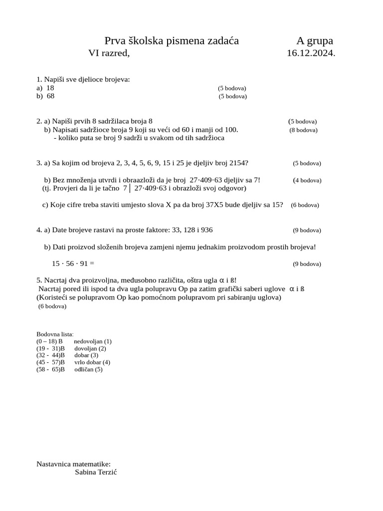 Pismena, Grupa A | PDF