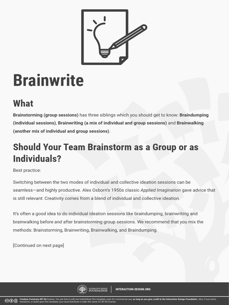 What Is brainwrite in UX Research | PDF | Brainstorming | Design Thinking