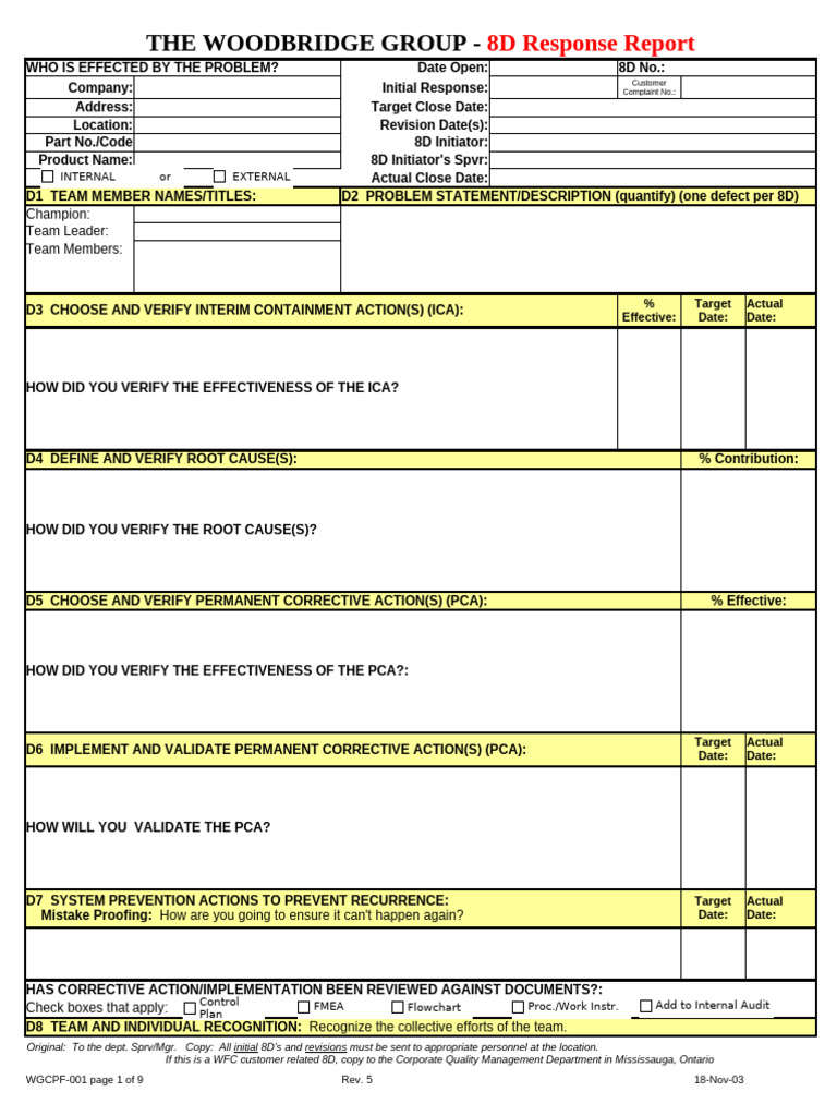 8D Problem-Solving Report Template | PDF | Principal Component Analysis ...