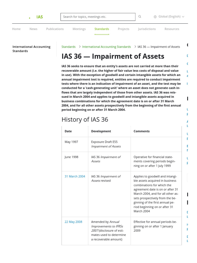 IAS 36: Impairment of Assets Overview | PDF | Fair Value | Depreciation