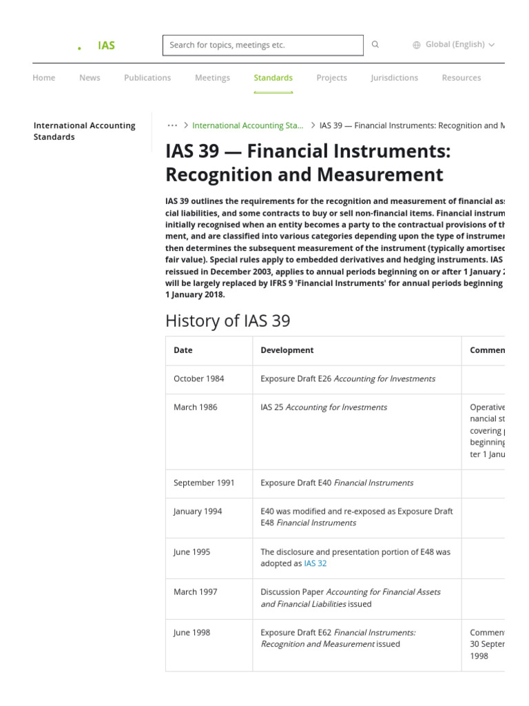 IAS 39: Financial Instruments Overview | PDF | Fair Value ...