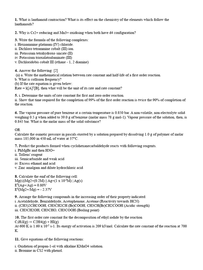 Practice | PDF | Osmosis | Coordination Complex