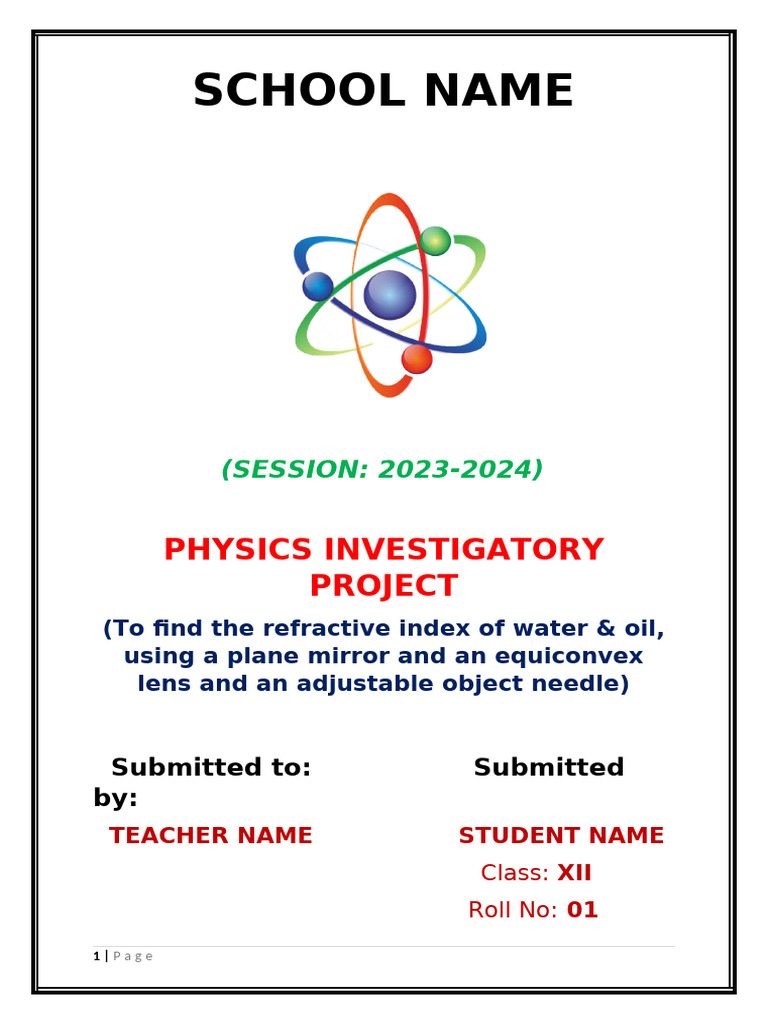 Introduction Certificate and Acknowledgement Page For Physics (To Find ...