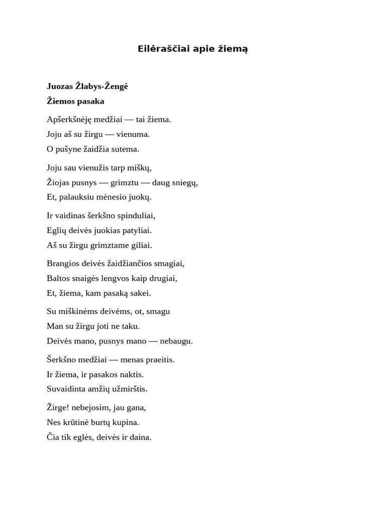 Eilerasciai Apie Ziema | PDF