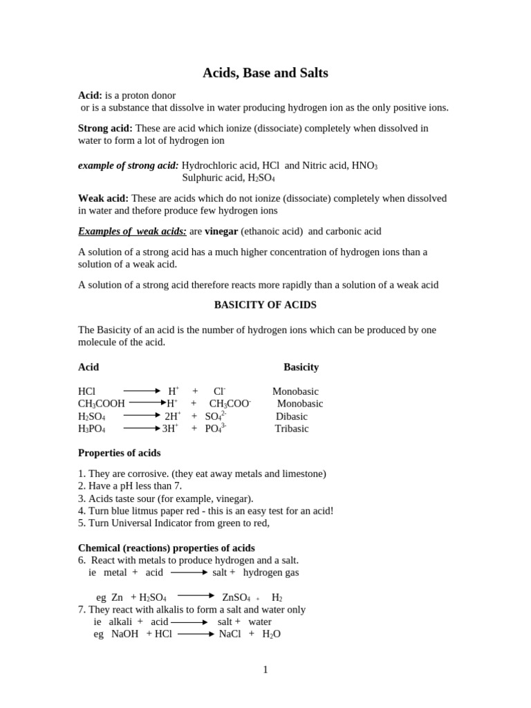 Acids and bases 2 | PDF | Acid | Salt (Chemistry)