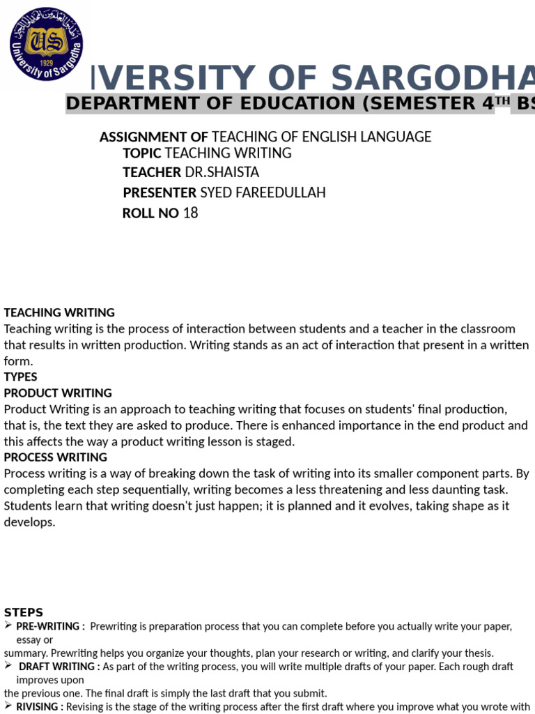 Teaching Writing | PDF | Writing | Editing