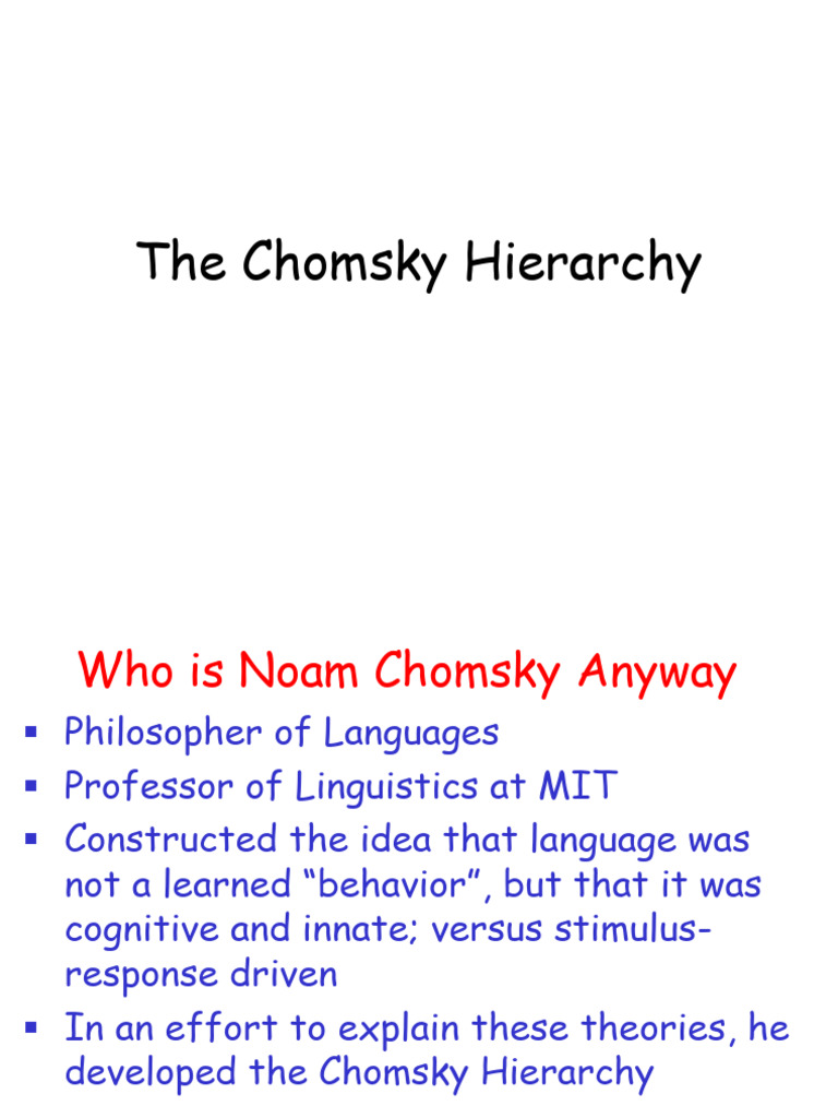 PPT6_Chomsky_Hierarchy_PS | PDF | Automata Theory | Theoretical ...