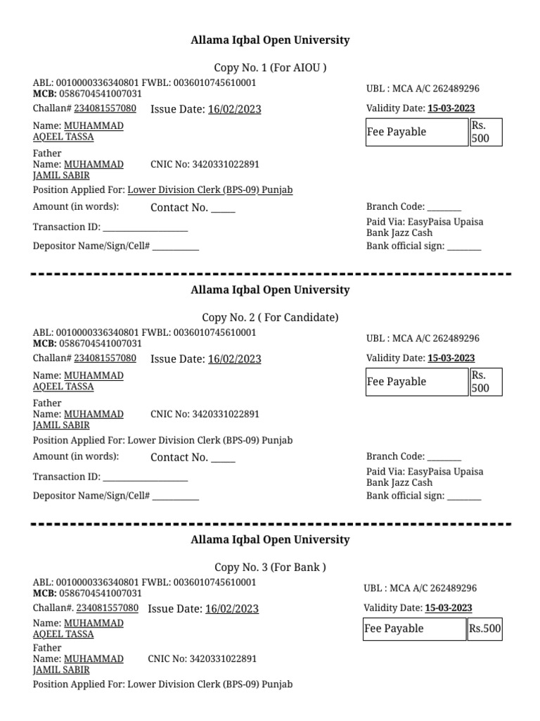 Online Challan Form | PDF | Service Industries | Money
