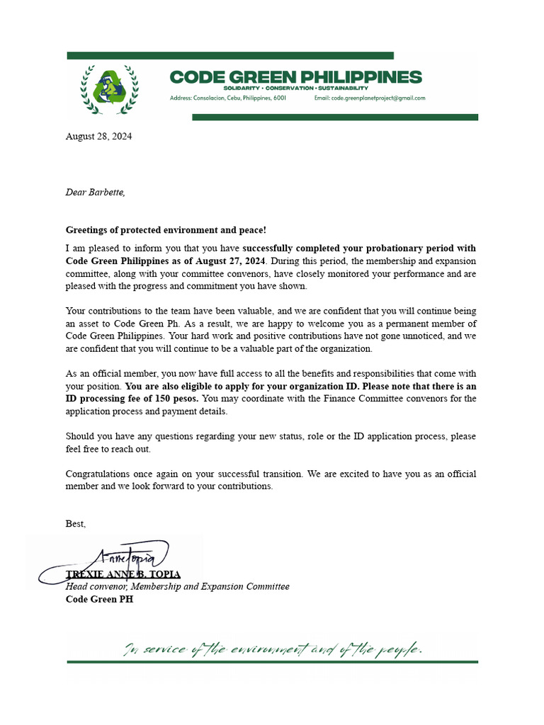 Probation Letter | PDF