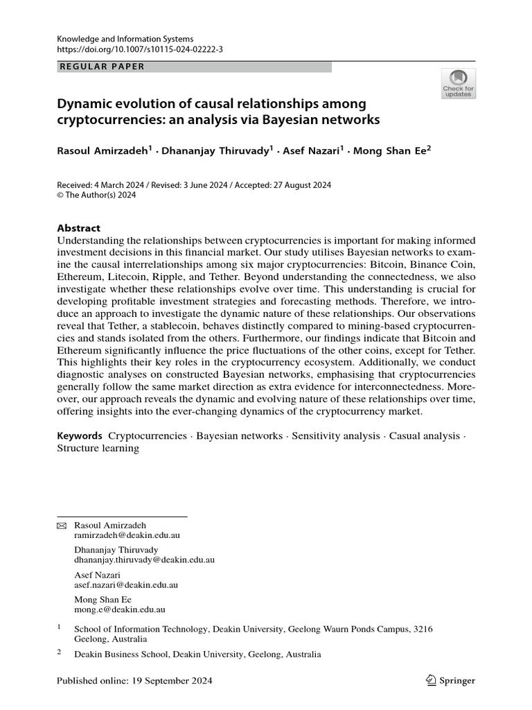 Dynamic Evolution of Causal Relationships Among Cryptocurrencies An Analysis Via Bayesian ...