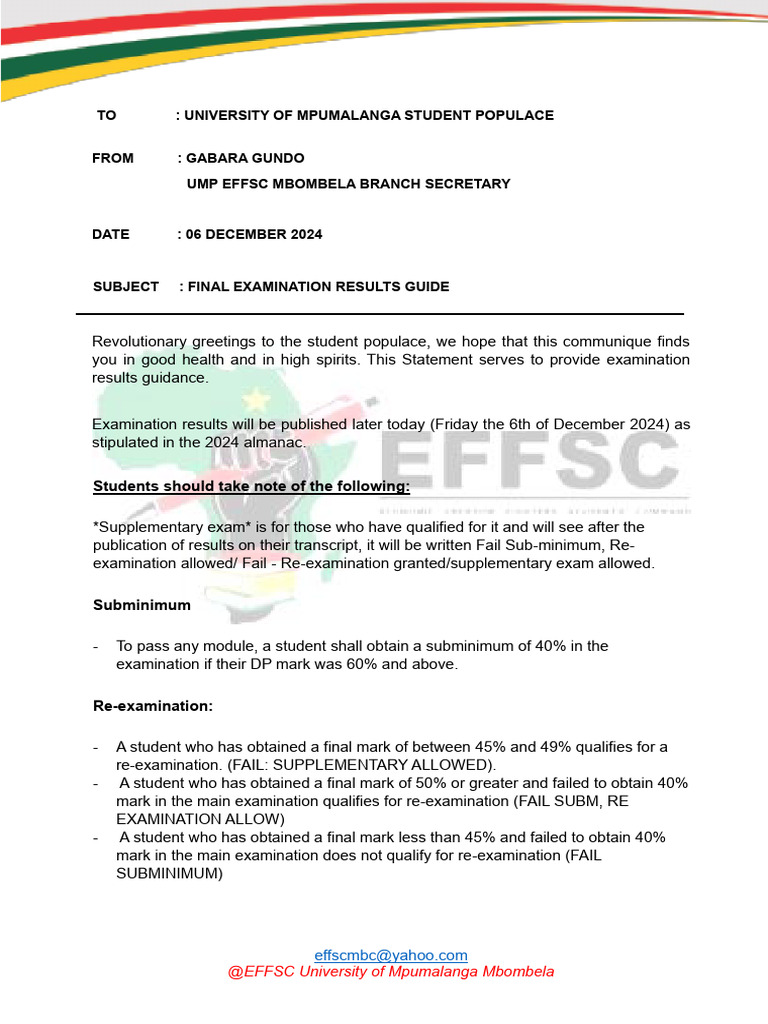 Effsc Exams Results Guide | PDF | Qualifications