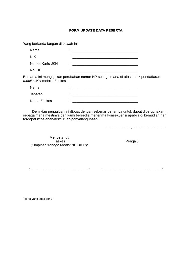 Formulir Perubahan Data Peserta JKN | PDF