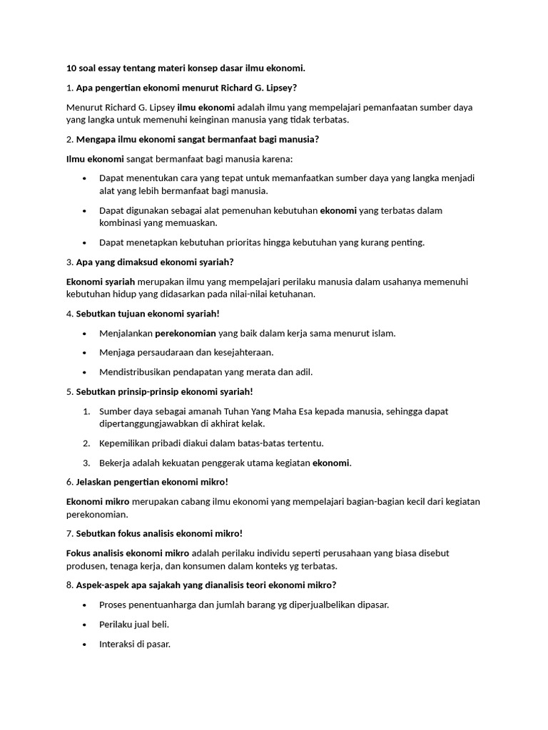 Jawaban Latihan 4 10 Soal Essay Tentang Materi Konsep Dasar Ilmu ...