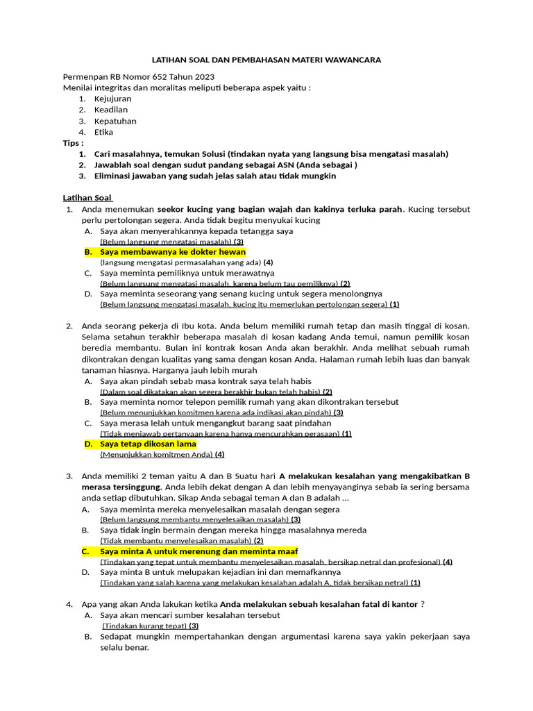Soal dan Pembahasan Wawancara PPPK 2024 | PDF