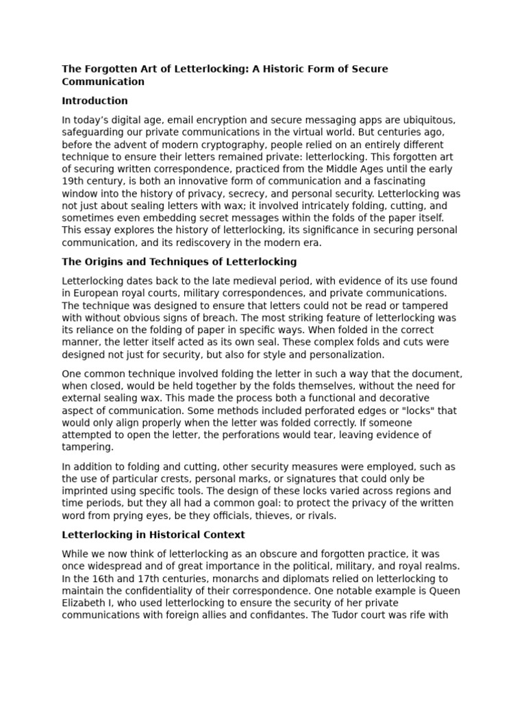 The Forgotten Art of Letterlocking | PDF | Mail | Privacy