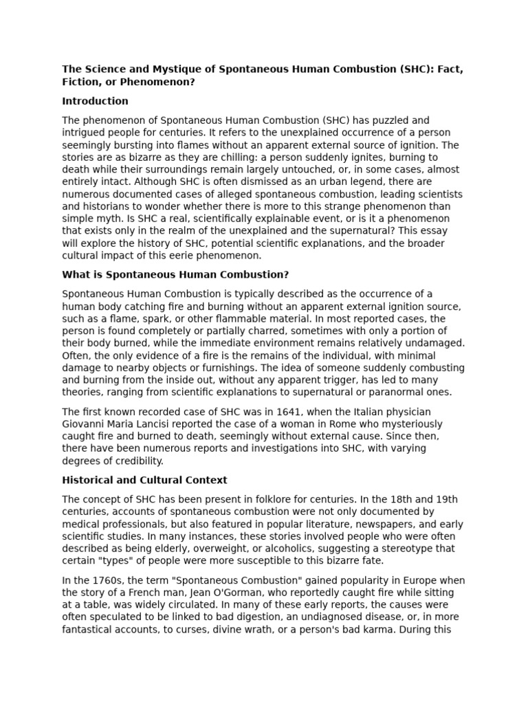 The Science and Mystique of Spontaneous Human Combustion | PDF | Fires ...