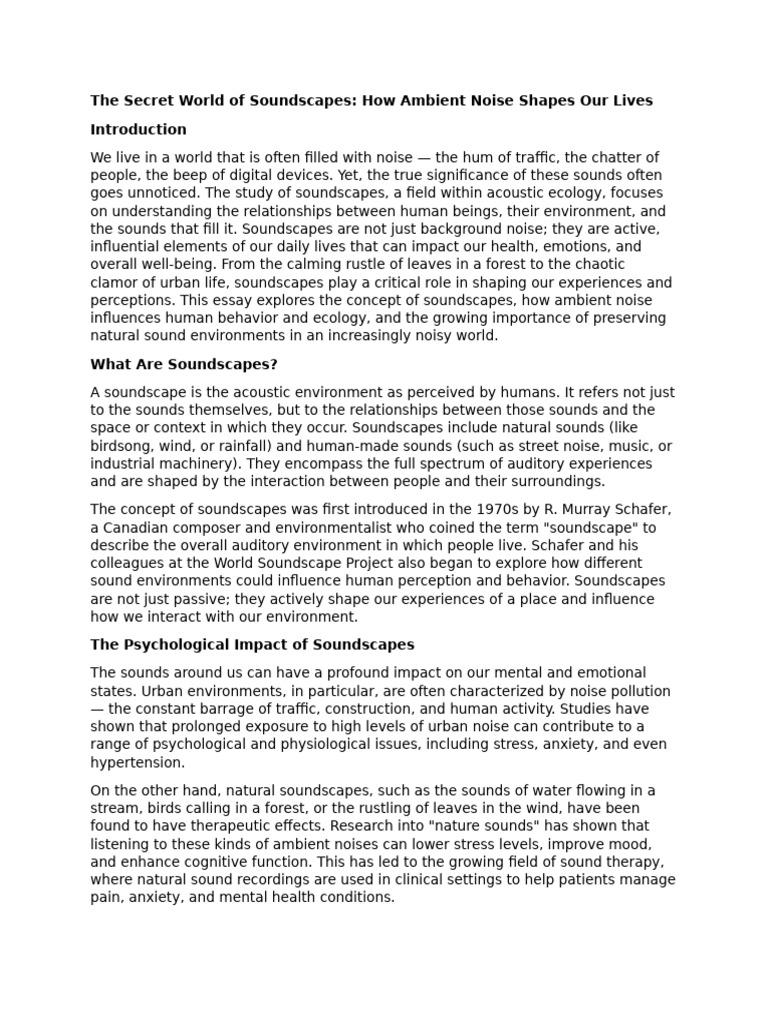 The Secret World of Soundscapes | PDF | Sound | Noise