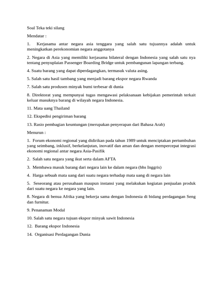Soal Teka Teki Silang | PDF