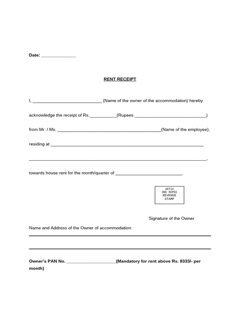 Annexure V - Rent Receipt | PDF