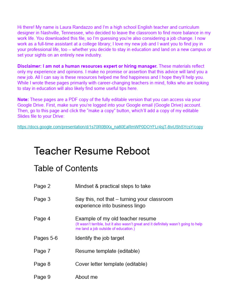 Teacher Resume Reboot: Disclaimer: I Am Not A Human Resources Expert or ...
