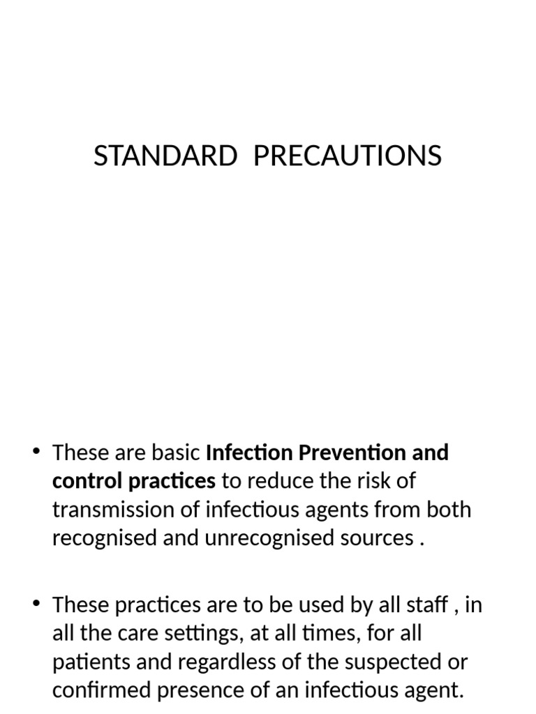 Breaking Chain of Infection-standard Precautions | PDF | Microbiology | Medical Specialties