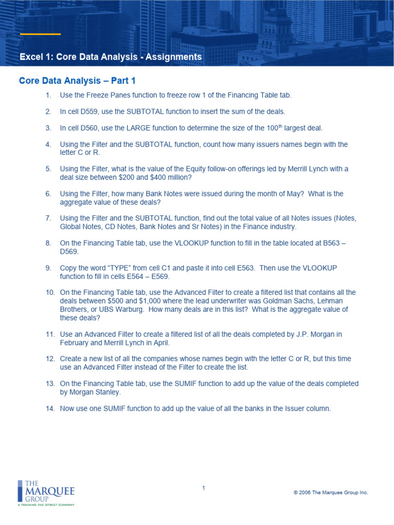 Marquee - Excel 1 Assignment #1 | PDF | Computing