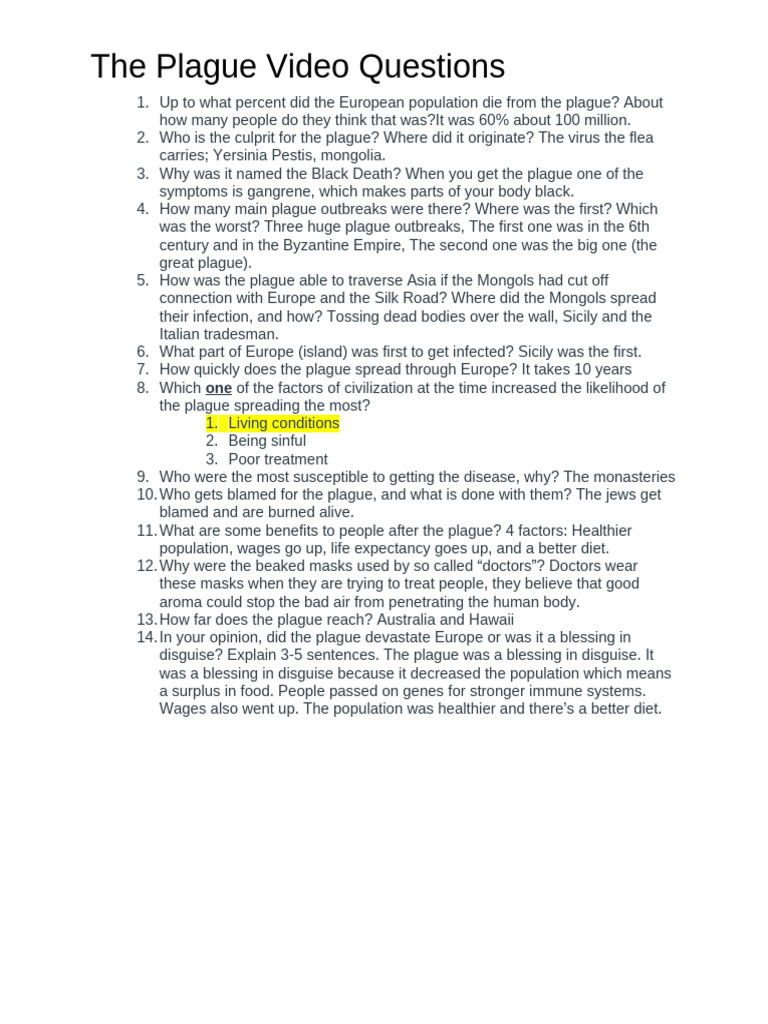Key Facts About the Plague | PDF