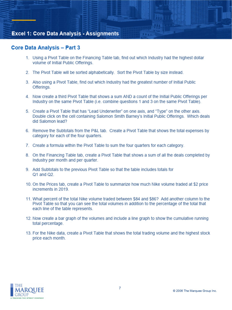 Marquee - Excel 1 Assignment #3 | PDF | Initial Public Offering | Financial Markets