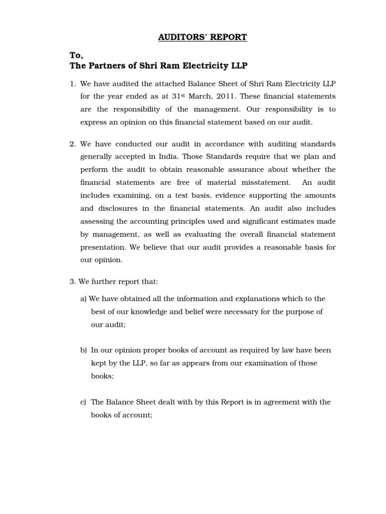 SRE LLP Annual Report 2010-11 | PDF | Audit | Financial Statement