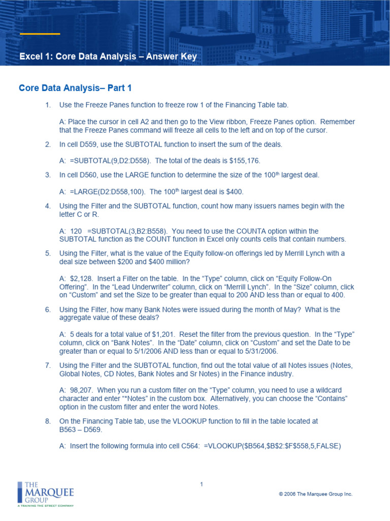 Marquee - Excel 1 Assignment Solutions | PDF | Computing