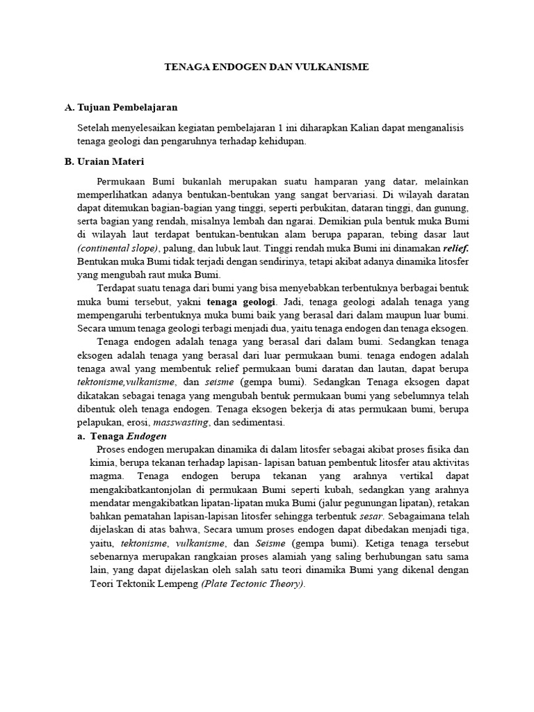 Materi Tenaga Endogen Dan Vulkanisme | PDF