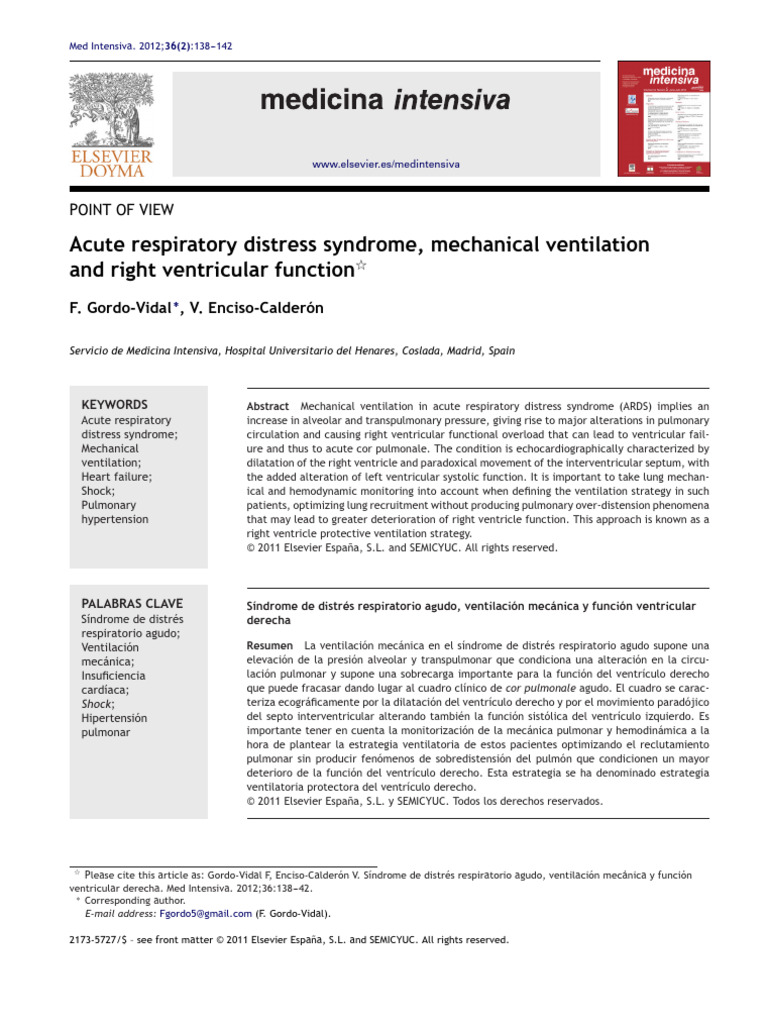 Ards RV and Mechanical Ventilation | PDF | Lung | Ventricle (Heart)