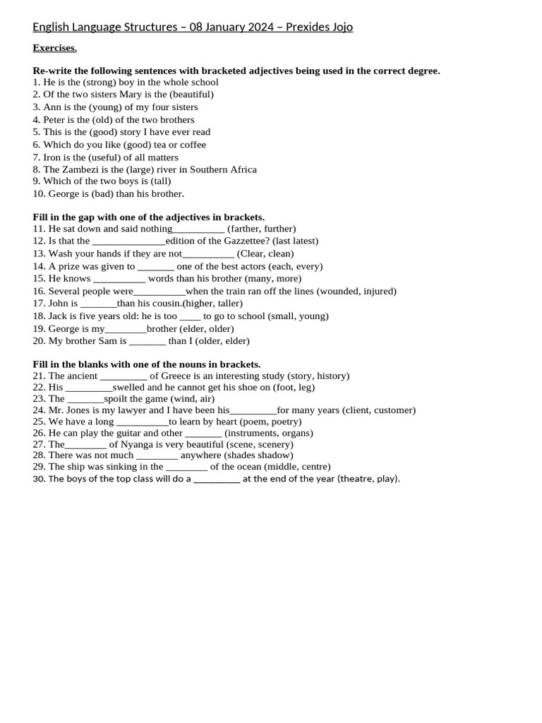 English Language Structures 21 November 2023 | PDF