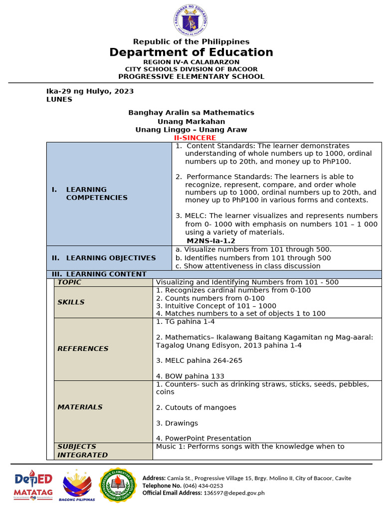 LP - Q1 - Wk1 - Day 1 Math 2 | PDF